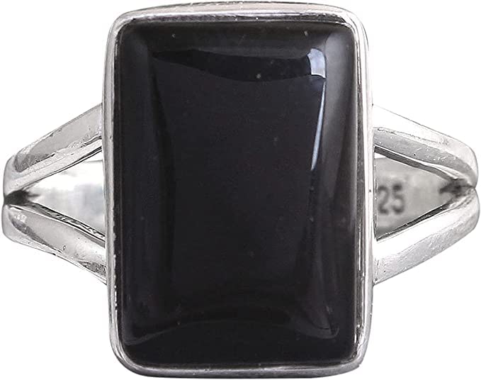 Black Onyx Gemstone Ring 925 Sterling Silver Jewelry (11)