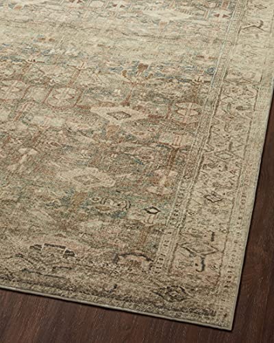 Loloi II Margot Collection MAT-04 Antique / Green 7'-6" x 9'-6", 3.8" Thick, Area Rug, feat.CloudPile, Soft, Durable, Printed, Medallion, Low Pile, Non-Shedding, Easy Clean, Living Room Rug