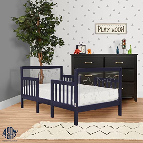 Dream On Me Star 3 in 1 Convertible Toddler Bed in Cool Navy, Converts to Chair&Table, Non-Toxic Finish, JPMA Certified, Made of Durable & Sustainable Pinewood