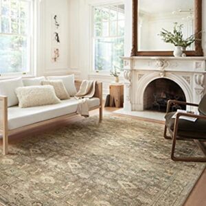 Loloi II Margot Collection MAT-04 Antique / Green 7'-6" x 9'-6", 3.8" Thick, Area Rug, feat.CloudPile, Soft, Durable, Printed, Medallion, Low Pile, Non-Shedding, Easy Clean, Living Room Rug