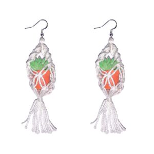 succulent in a pot macrame earrings -bohemian style - lightweight quality earrings