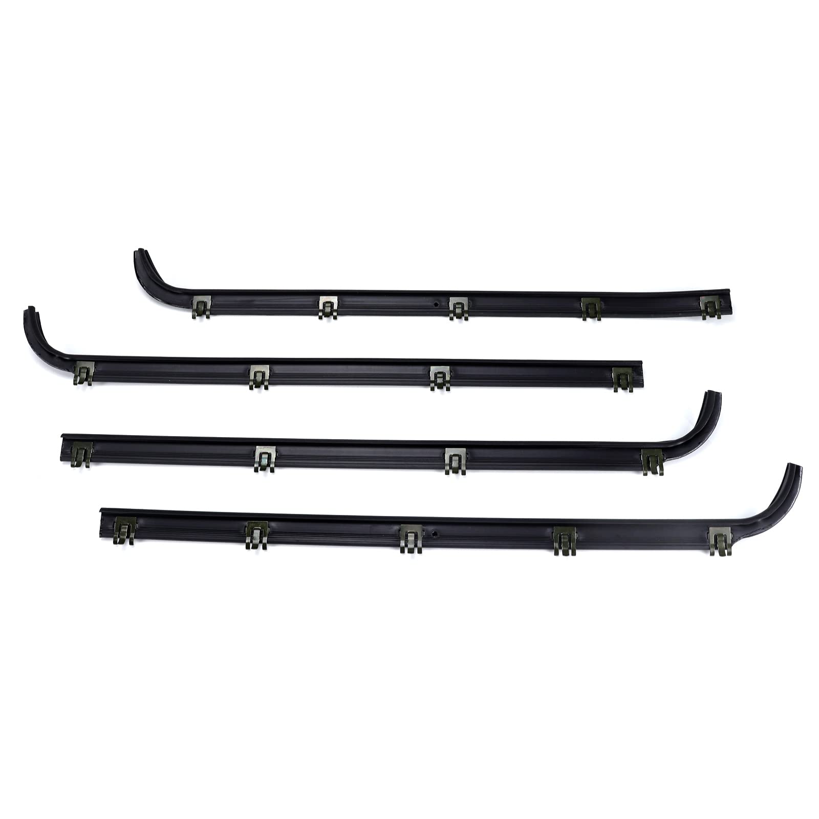 Front Inner & Outer Car Window Sweep Felt Trim Seal Weatherstrip Kit Replacement for 1987-1997 Ford F150 F250 F350 Bronco Replaces E7TZ1521452A E7TZ1521453A F2TZ1521456A F2TZ1521457A Set of 4