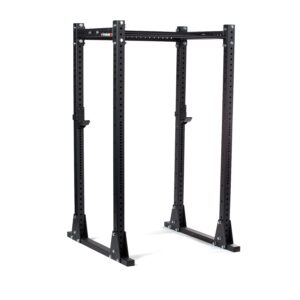 titan fitness flat foot power rack x-3 series 82-in. h 30-in. d with 4 weight plate holders