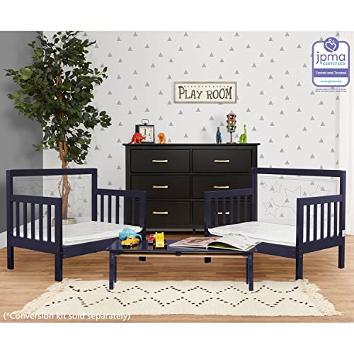 Dream On Me Star 3 in 1 Convertible Toddler Bed in Cool Navy, Converts to Chair&Table, Non-Toxic Finish, JPMA Certified, Made of Durable & Sustainable Pinewood