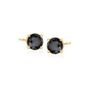 ross-simons 1.00 ct. t.w. black diamond stud earrings in 14kt yellow gold