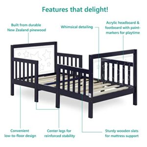 Dream On Me Star 3 in 1 Convertible Toddler Bed in Cool Navy, Converts to Chair&Table, Non-Toxic Finish, JPMA Certified, Made of Durable & Sustainable Pinewood