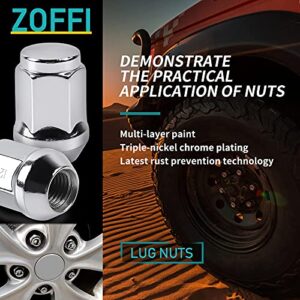 ZOFFI M12x1.5 Lug Nuts - Replacement for 2006-2019 Ford Fusion, 2000-2019 Ford Focus, 2001-2019 Ford Escape Aftermarket Wheel - 20pcs Chrome Closed End Conical Seat 19mm Hex Lug Nuts