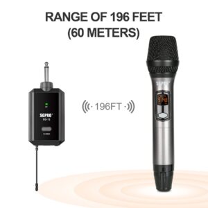 SGPRO Multiple-Purpose Wireless Microphone Set Compact Receiver Mute Function Battery Indicator for Singing, DJ, Speech, Classroom, Church, Home Karaoke and More (SG-13 | Single Handheld Set)