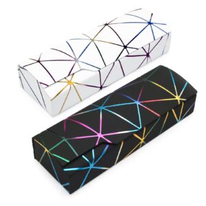 abwuulq- lattice dazzling glasses case,portable protective case for glasses，fashion glasses rigid cover,unisex (black + white)