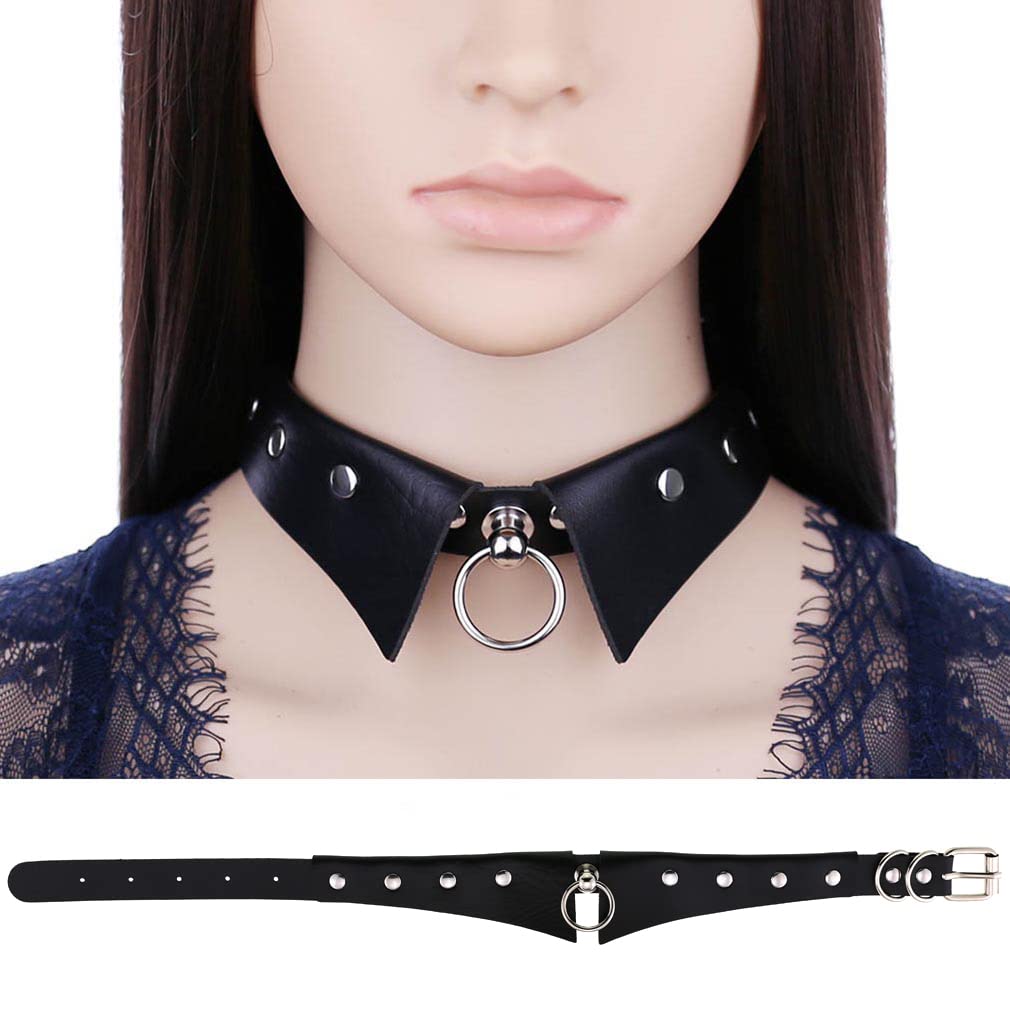 Black Choker Collar Necklace,Punk Rock Gothic Tassel Choker Necklace For Women Girls Gifts (Heart Choker) (Black Collar)