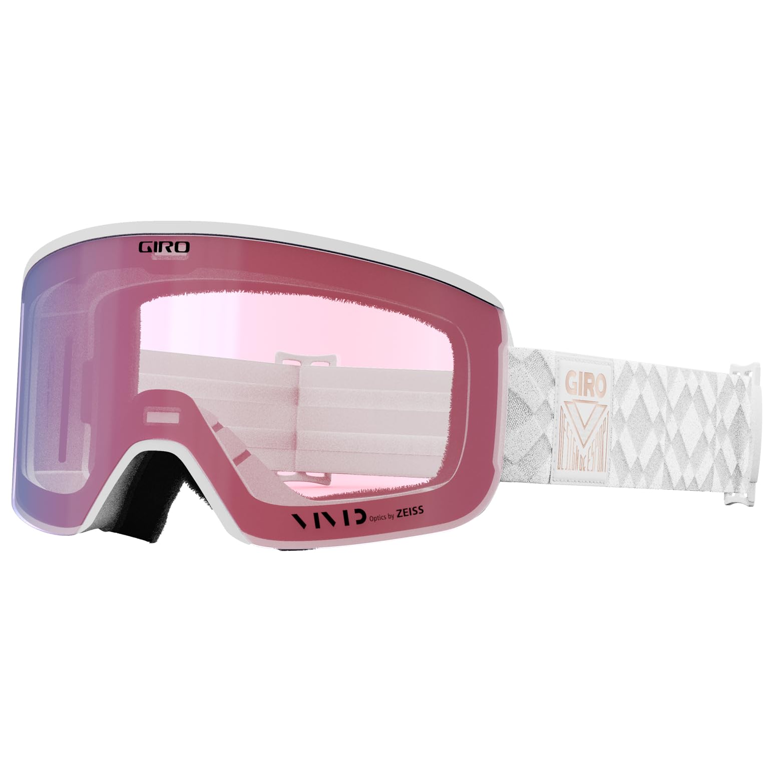 Giro Ella Asian Fit Ski Goggles - Snowboard Goggles for Women - White Limitless Strap with Vivid Pink/Vivid Infrared Lenses