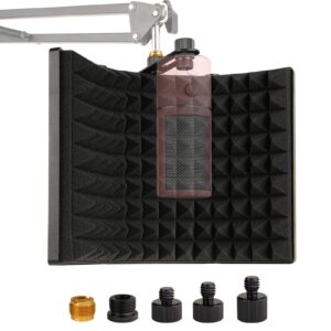 microphone isolation shield, foldable mic sound absorbing foam for condenser microphone mic arm stand recording equipment studio, high density absorbent foam to filter vocal by frgyee