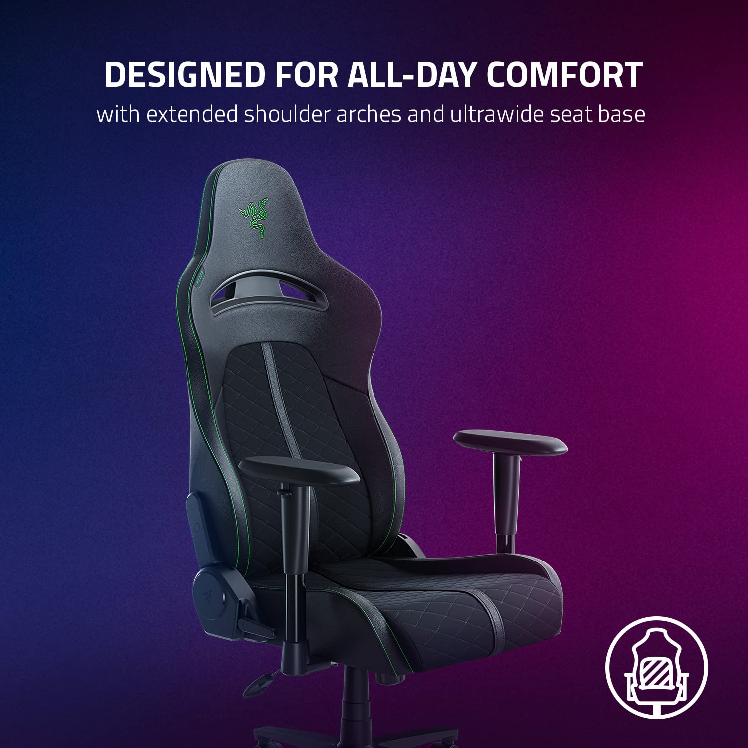 Razer Enki X Essential Gaming Chair: All-Day Gaming Comfort - Built-in Lumbar Arch - Optimized Cushion Density - Dual-Textured, Eco-Friendly Synthetic Leather - Adjustable 152-degree Recline