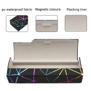 Abwuulq- lattice dazzling glasses case,Portable protective case for glasses，Fashion glasses rigid cover,unisex (Black + white)