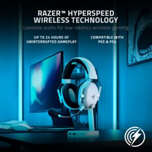 Razer BlackShark V2 Pro Wireless Gaming Headset: THX 7.1 Spatial Surround Sound - 50mm Drivers - Detachable Mic - for PC, PS5, PS4, Switch, White