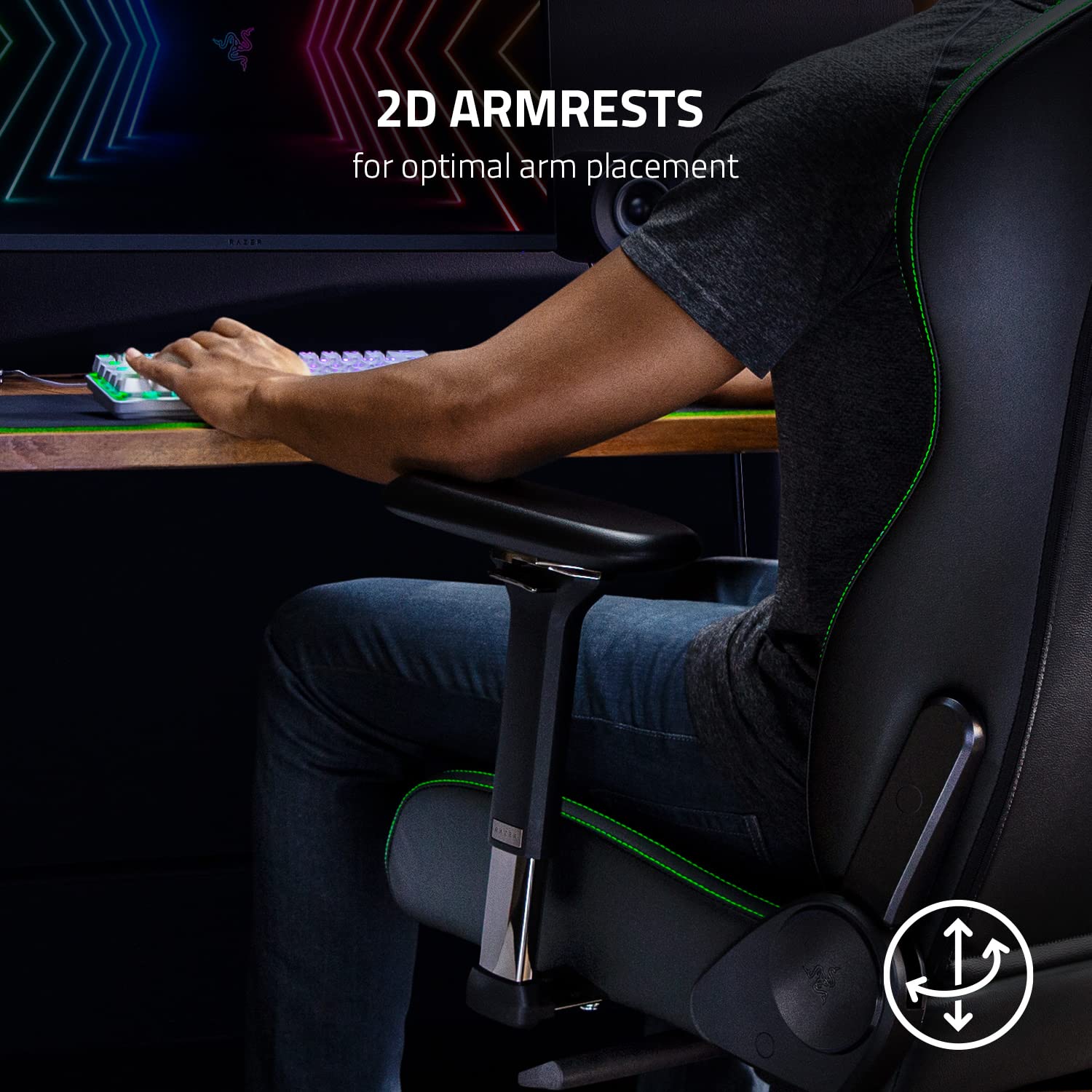 Razer Enki X Essential Gaming Chair: All-Day Gaming Comfort - Built-in Lumbar Arch - Optimized Cushion Density - Dual-Textured, Eco-Friendly Synthetic Leather - Adjustable 152-degree Recline