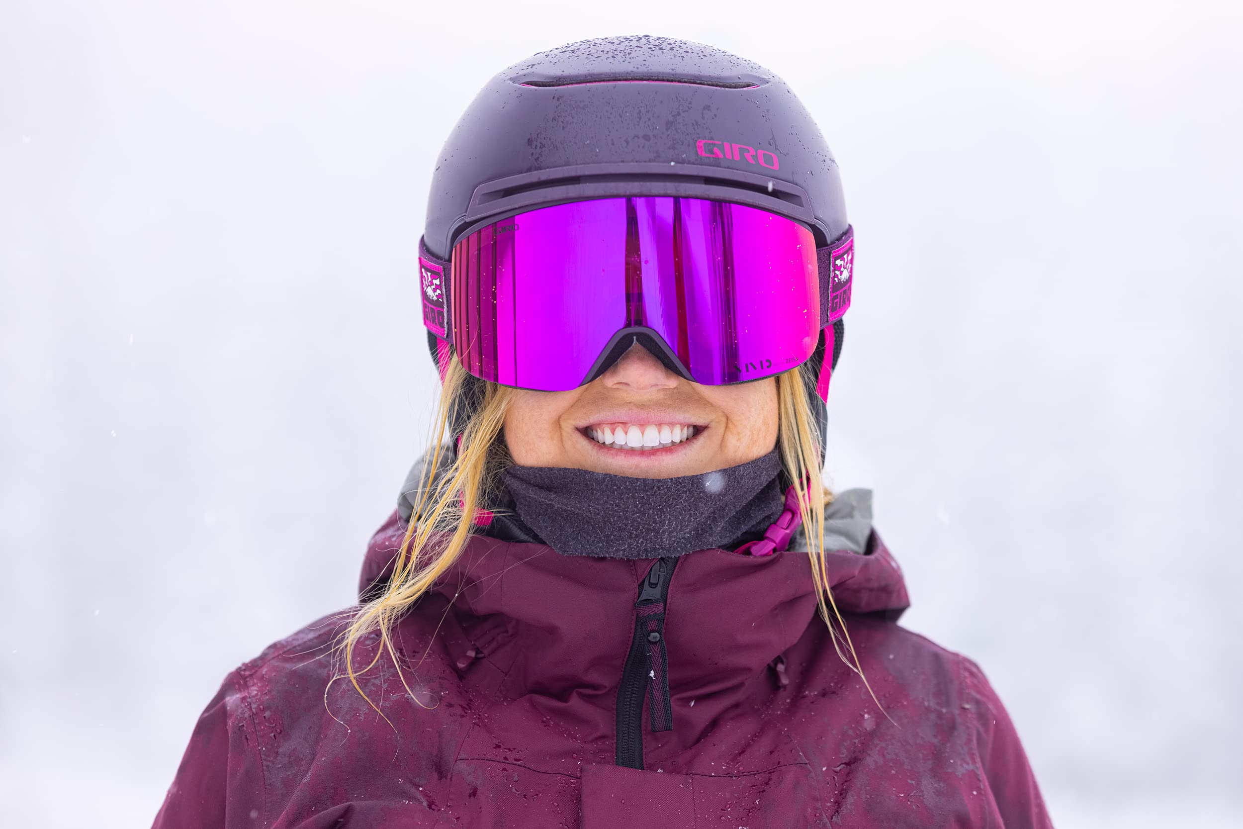 Giro Ella Asian Fit Ski Goggles - Snowboard Goggles for Women - White Limitless Strap with Vivid Pink/Vivid Infrared Lenses