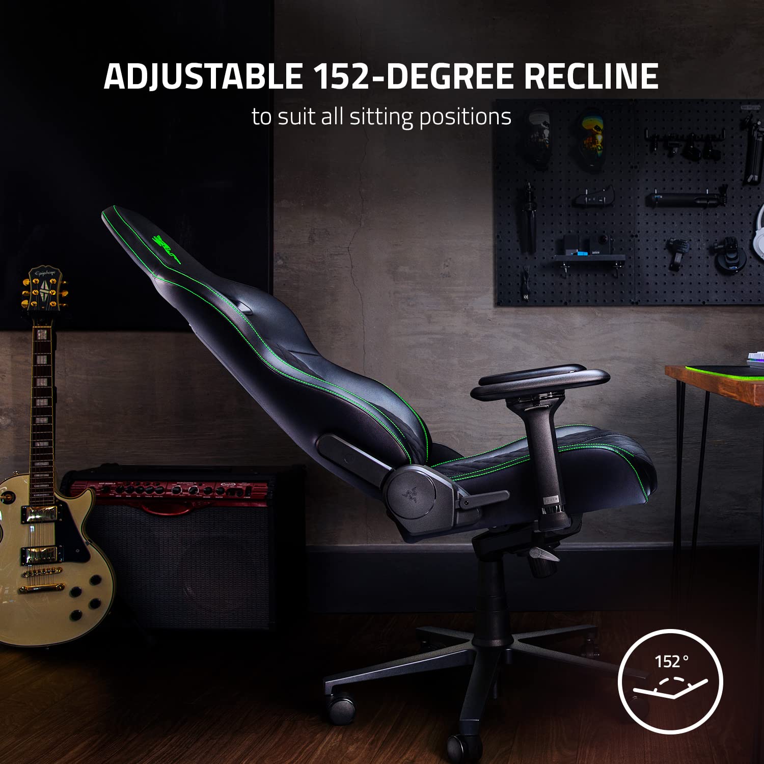 Razer Enki X Essential Gaming Chair: All-Day Gaming Comfort - Built-in Lumbar Arch - Optimized Cushion Density - Dual-Textured, Eco-Friendly Synthetic Leather - Adjustable 152-degree Recline