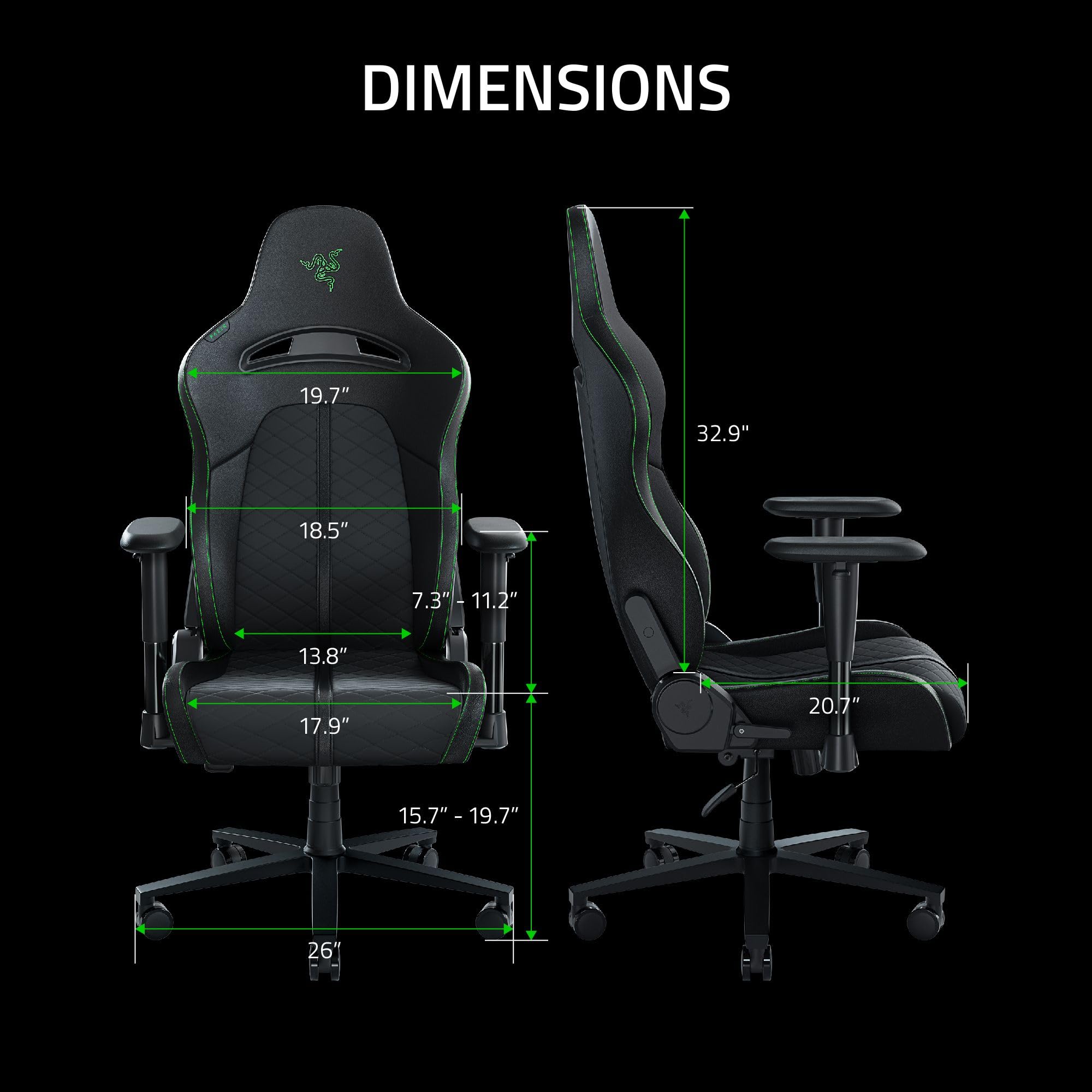 Razer Enki X Essential Gaming Chair: All-Day Gaming Comfort - Built-in Lumbar Arch - Optimized Cushion Density - Dual-Textured, Eco-Friendly Synthetic Leather - Adjustable 152-degree Recline