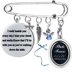 ztmerlo bride memorial charm wedding bouquet charm i walk beside you everyday charm wedding remembrance charm for bouquet (silver walk beside), 1.18 inch