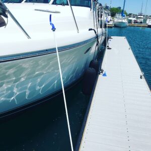 Line Caddy Docksider, White, Blue, Arm is approximately 6′ long