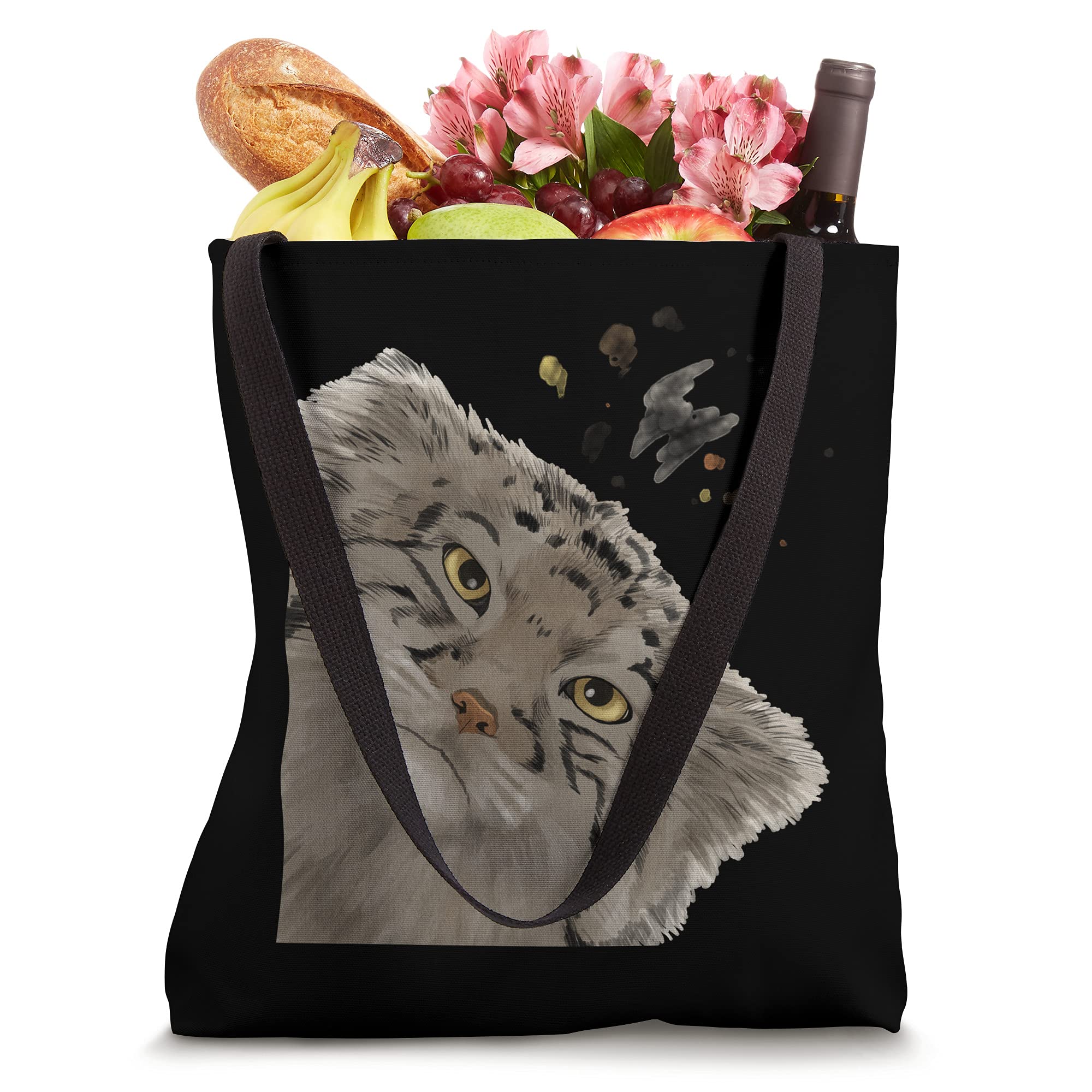 Funny Curious Manul Cat Tote Bag