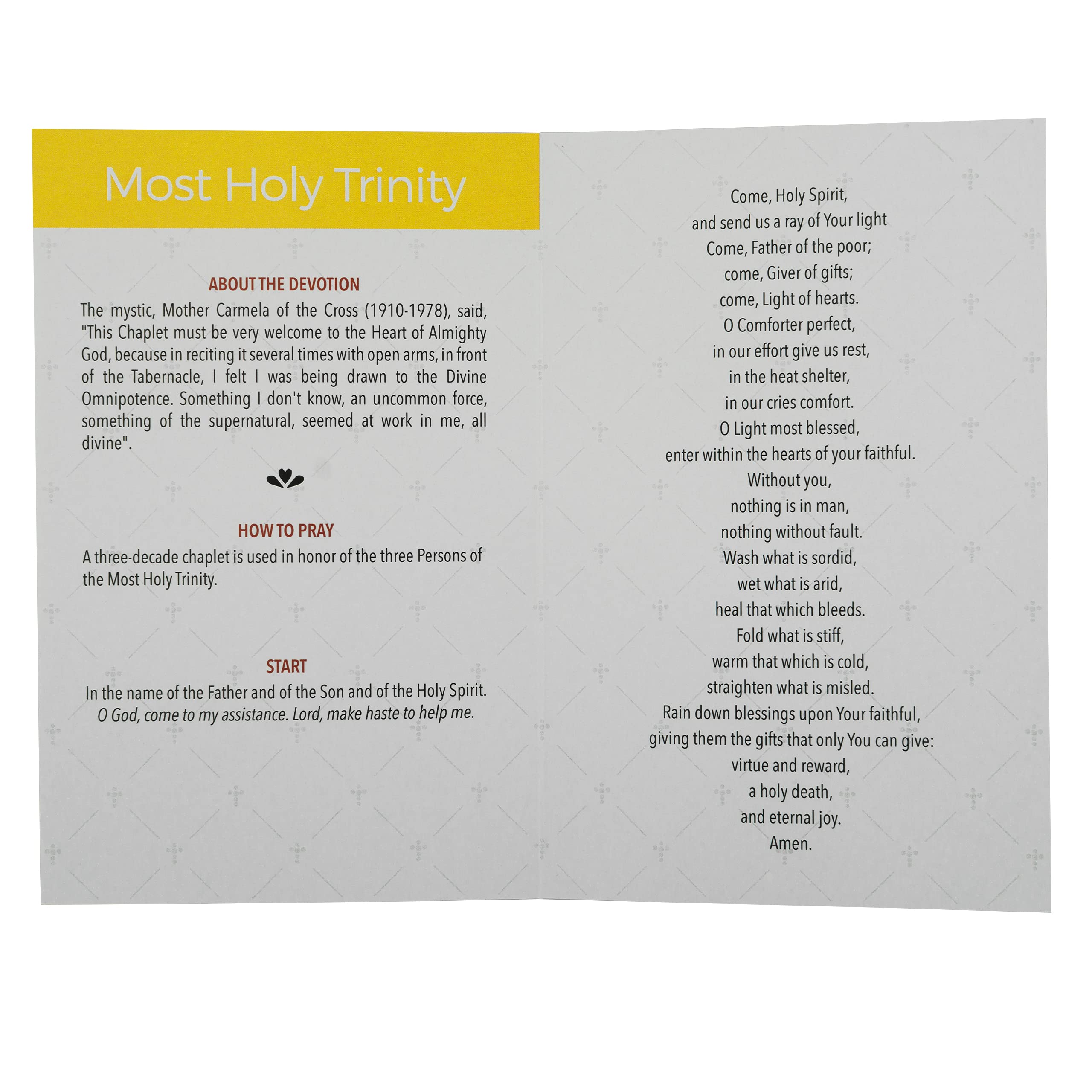 Most Holy Trinity Devotional Prayer Kit | Multi-Faceted Glass Beads | Includes Instructions and Information | Great Catholic Gift for First Communion and Confirmation | Made in Italy