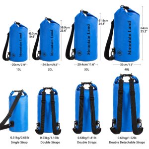 Mountain Land Waterproof Beach Dry Bag 30L Roll Top Backpack Boat Bag Dry Sack for Kayaking Rafting Fishing Hiking Camping Dark Blue