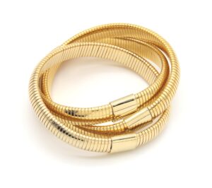 marshal metal fashion bracelet omega stretch triple cobra bracelet (10mm x3) (gold)