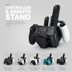 BRAINWAVZ Dual Game Controller & TV Remote Control & Storage Desktop Holder, Universal Design for Xbox ONE PS5 PS4 PC Gamepads, Reduce Clutter, UGDS-01