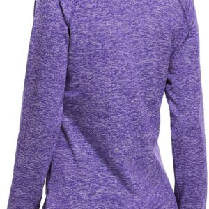 Miusey Womens Quarter Zip Pullover Long Sleeve Thermal Fleece Athletic Running Shirt Quick Dry 1/4 Zip Shirts Activewear Workout Tops Purple XXL