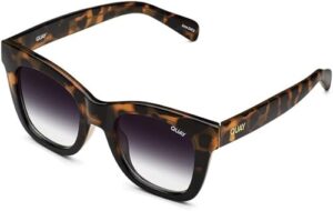 quay - womens sunglasses, square lenses with uv protection, oversized sunglasses (after hours, tortoise/black)