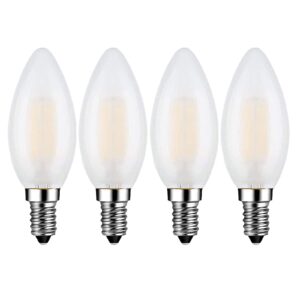 e14 led candelabra bulb 40w equivalent 4w dimmable led candle light bulbs, 3000k soft white 400 lumen e14 frosted glass decorative bulb, 4 pack