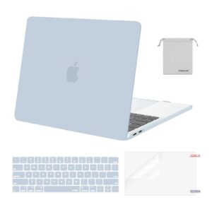 mosiso compatible with macbook pro 13 inch case m2 2024, 2023, 2022-2016 a2338 m1 a2251 a2289 a2159 a1989 a1708 a1706, plastic hard shell&keyboard cover&screen protector&storage bag, baby blue