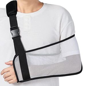 Ledhlth Mesh Arm Sling White for Shower Shoulder Immobilizer Brace Support for Broken Shoulder Elbow Arm Wrist Injury Men Women Teenagers Adults left right