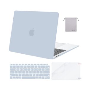 mosiso compatible with macbook air 13 inch case 2022, 2021-2018 release a2337 m1 a2179 a1932, plastic hard shell&keyboard cover&screen film&storage bag for macbook air 13.3 inch case, baby blue