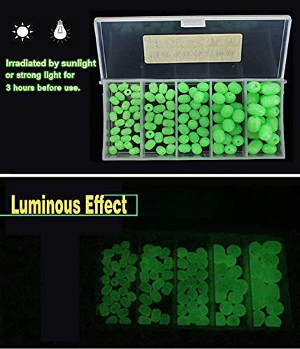 BLUERICE 100pcs Luminous Fishing Beads, Soft Plastic Fishing Bait Eggs Fishing Tackle Tools Fishing Luminous Balls for Saltwater Freshwater