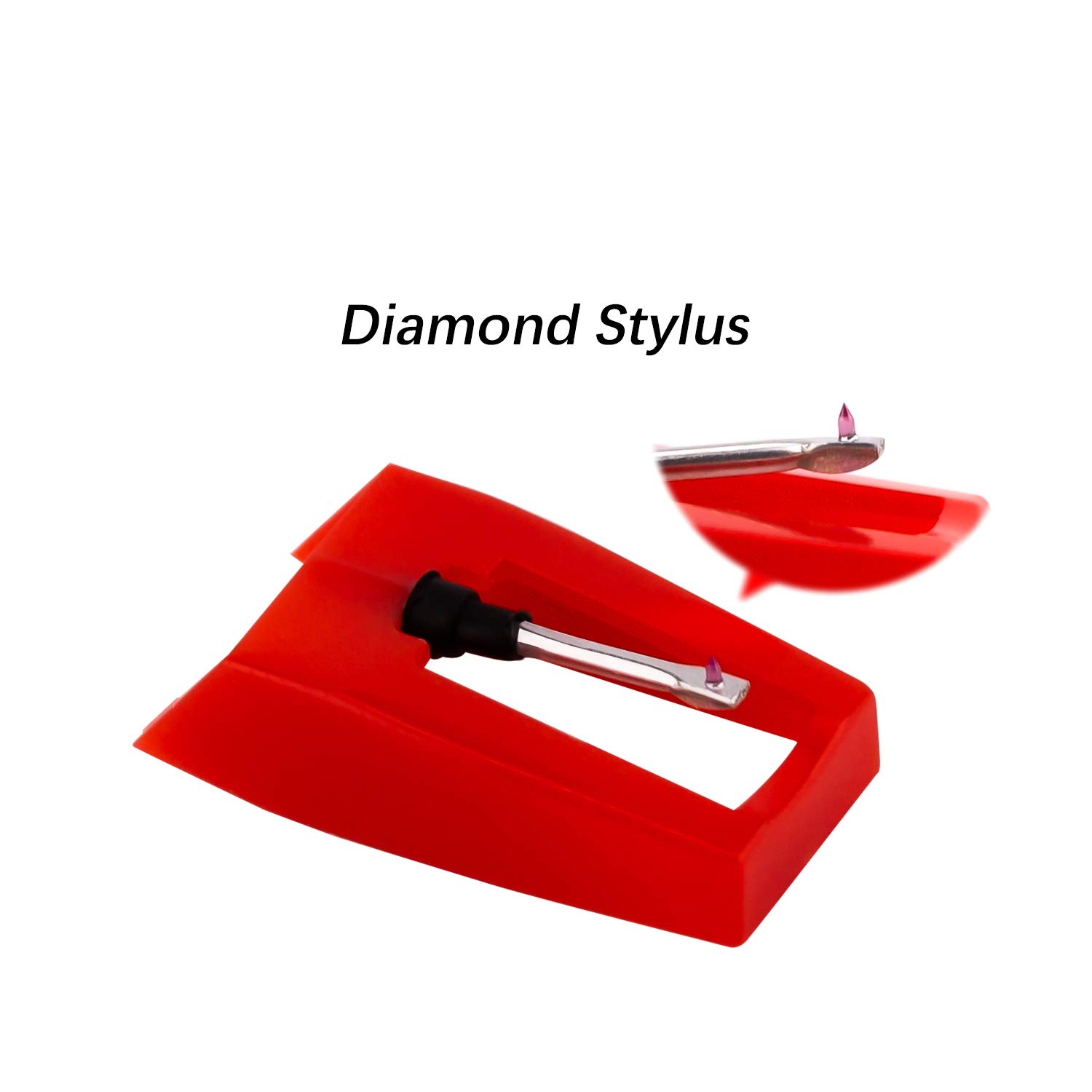 LUTER 2 Pieces Turntable Needle Turntable Needles Turntable Stylus Replacement Sapphire Diamond Turntable Vinyl Turntable for Vinyl Turntable (Red)