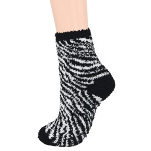 Cosy Encounter Womens Fuzzy Slipper Socks Winter Warm Anti Slip Socks Comfy Thick Thermal Socks Casual Home 5 Pairs White Black One Size, WDCEBS4072SXG5PSN