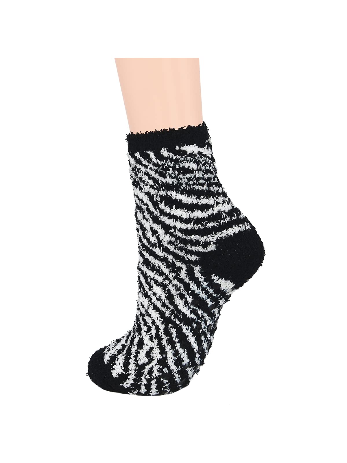 Cosy Encounter Womens Fuzzy Slipper Socks Winter Warm Anti Slip Socks Comfy Thick Thermal Socks Casual Home 5 Pairs White Black One Size, WDCEBS4072SXG5PSN