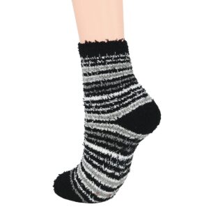 Cosy Encounter Womens Fuzzy Slipper Socks Winter Warm Anti Slip Socks Comfy Thick Thermal Socks Casual Home 5 Pairs White Black One Size, WDCEBS4072SXG5PSN