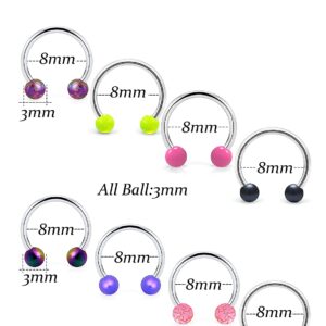 Vsnnsns 16G Surgical Steel Horseshoe Nose Septum Rings Piercing Jewelry Cartilage Helix Tragus Earring Studs Hoop Lip Horseshoe Ring Piercing Jewelry Retainer for Women Men 8mm 52pcs