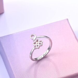 Hioed Puppy Dog Cat Paw Ring Semicolon 925 Sterling Silver Pet Rings This Too Shall Pass Animal Ring Adjustable Rings Inspirational Jewelry Gift for Women