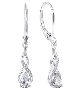 yl infinity dangle drop earrings sterling silver leverback teardrop earrings cubic zirconia twisted jewelry