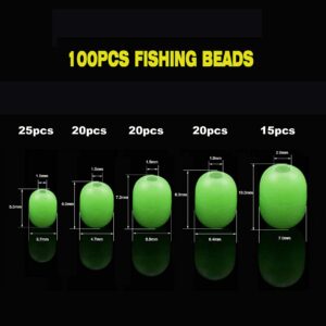 BLUERICE 100pcs Luminous Fishing Beads, Soft Plastic Fishing Bait Eggs Fishing Tackle Tools Fishing Luminous Balls for Saltwater Freshwater