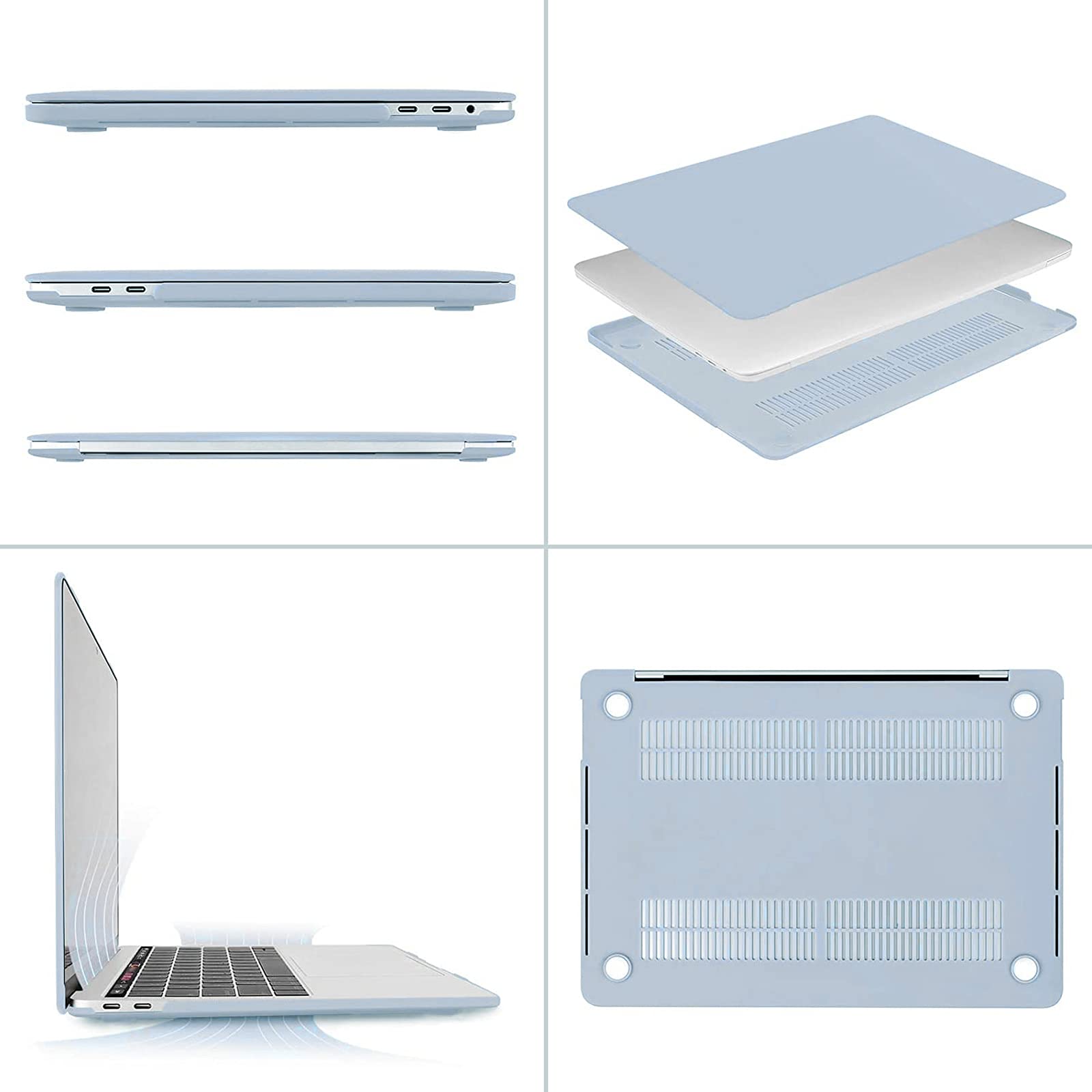 MOSISO Compatible with MacBook Pro 13 inch Case M2 2024, 2023, 2022-2016 A2338 M1 A2251 A2289 A2159 A1989 A1708 A1706, Plastic Hard Shell&Keyboard Cover&Screen Protector&Storage Bag, Baby Blue