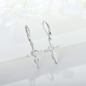 JO WISDOM 925 Sterling Silver Cross Infinity Heart Dangle & Drop Earrings with 5A Cubic Zirconia April Birthstone