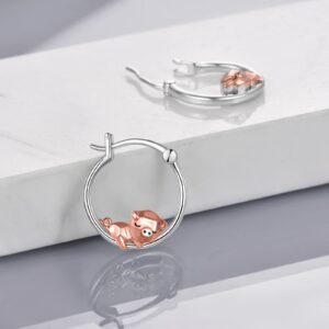 Pig Earrings Sterling Silver Origami Pig Hoop Earrings Pig Jewelry Gifts for Women