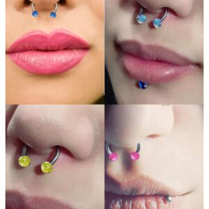 Vsnnsns 16G Surgical Steel Horseshoe Nose Septum Rings Piercing Jewelry Cartilage Helix Tragus Earring Studs Hoop Lip Horseshoe Ring Piercing Jewelry Retainer for Women Men 8mm 52pcs