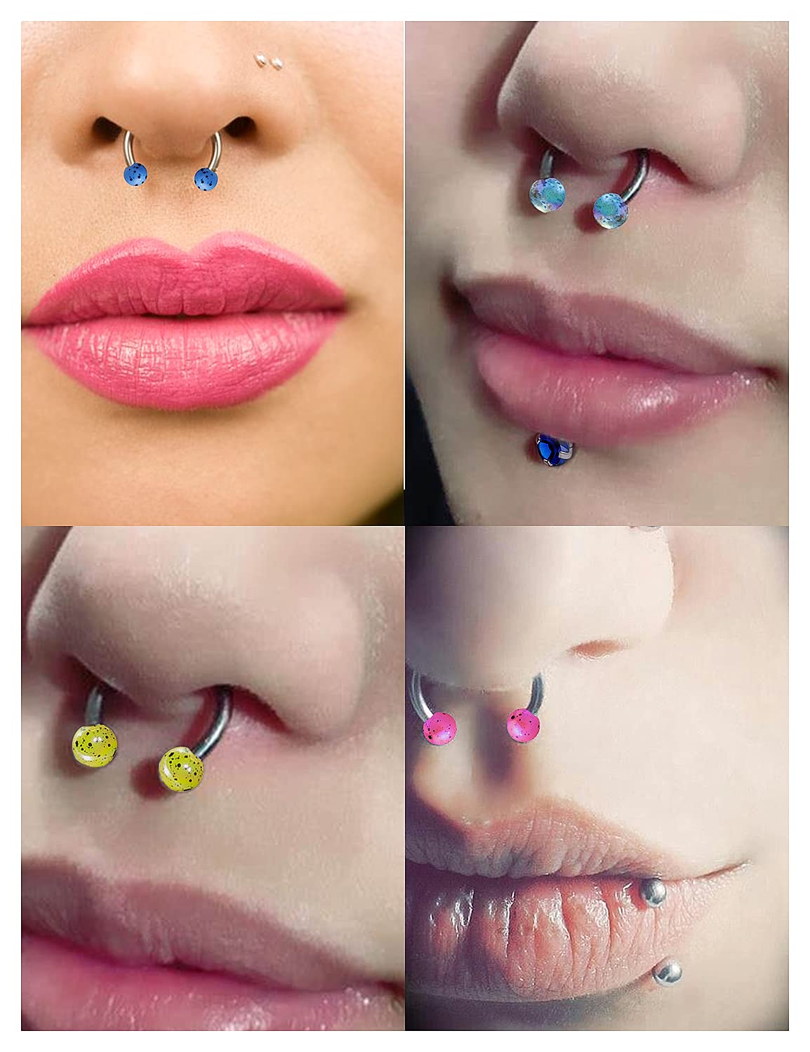 Vsnnsns 16G Surgical Steel Horseshoe Nose Septum Rings Piercing Jewelry Cartilage Helix Tragus Earring Studs Hoop Lip Horseshoe Ring Piercing Jewelry Retainer for Women Men 8mm 52pcs